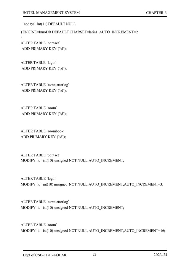 Hotel management system in a DBMS project | PDF