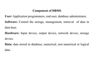 DBMS. Advantage of Data base management systems | PPTX