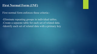 Normalization and its various types in DBMS | PPTX