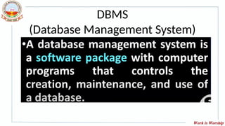 DBMS class 10 it database PowerPoint cbse | PPTX
