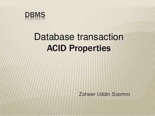 Dbms acid