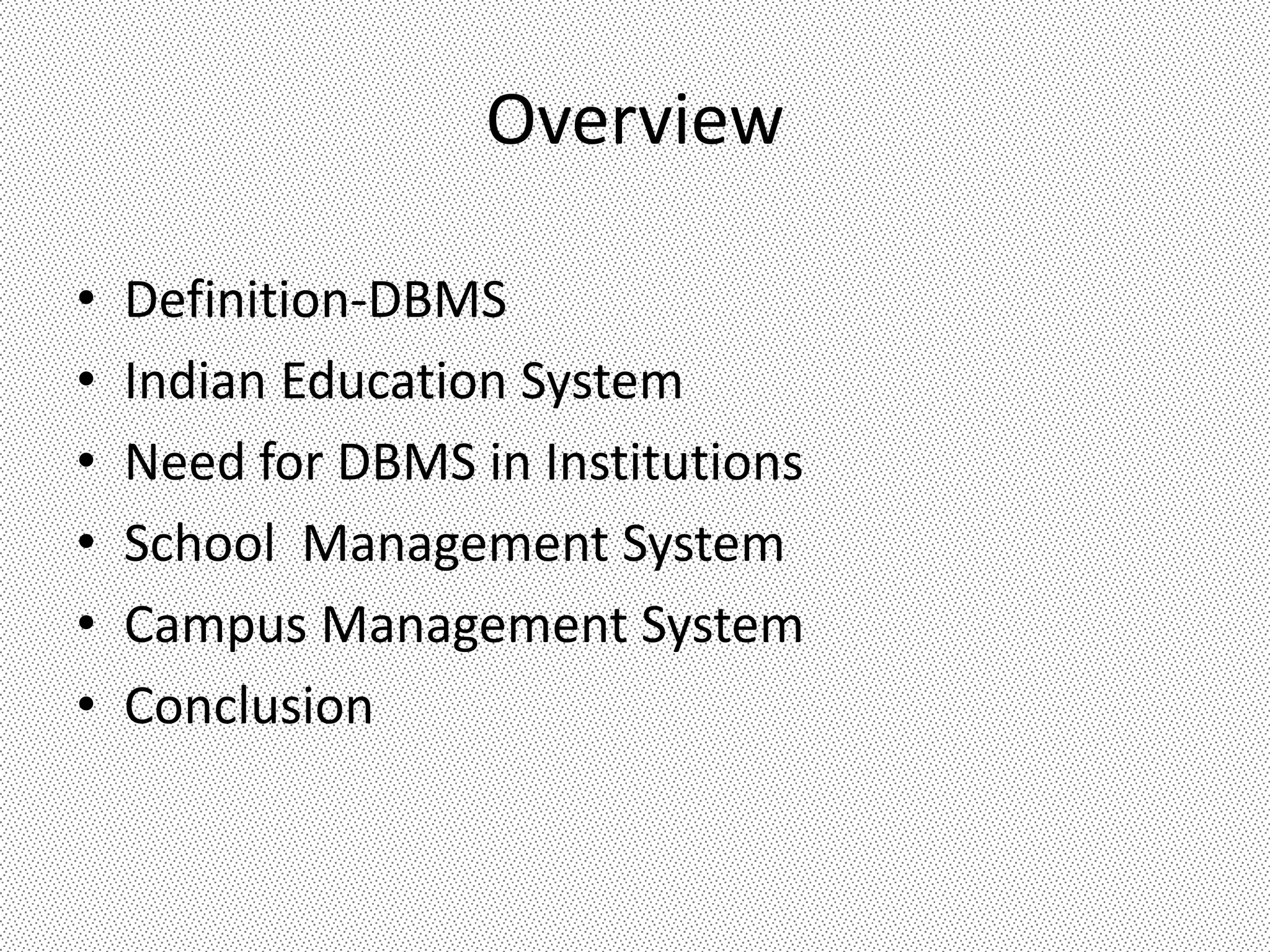 Dbms in education sector | PPT