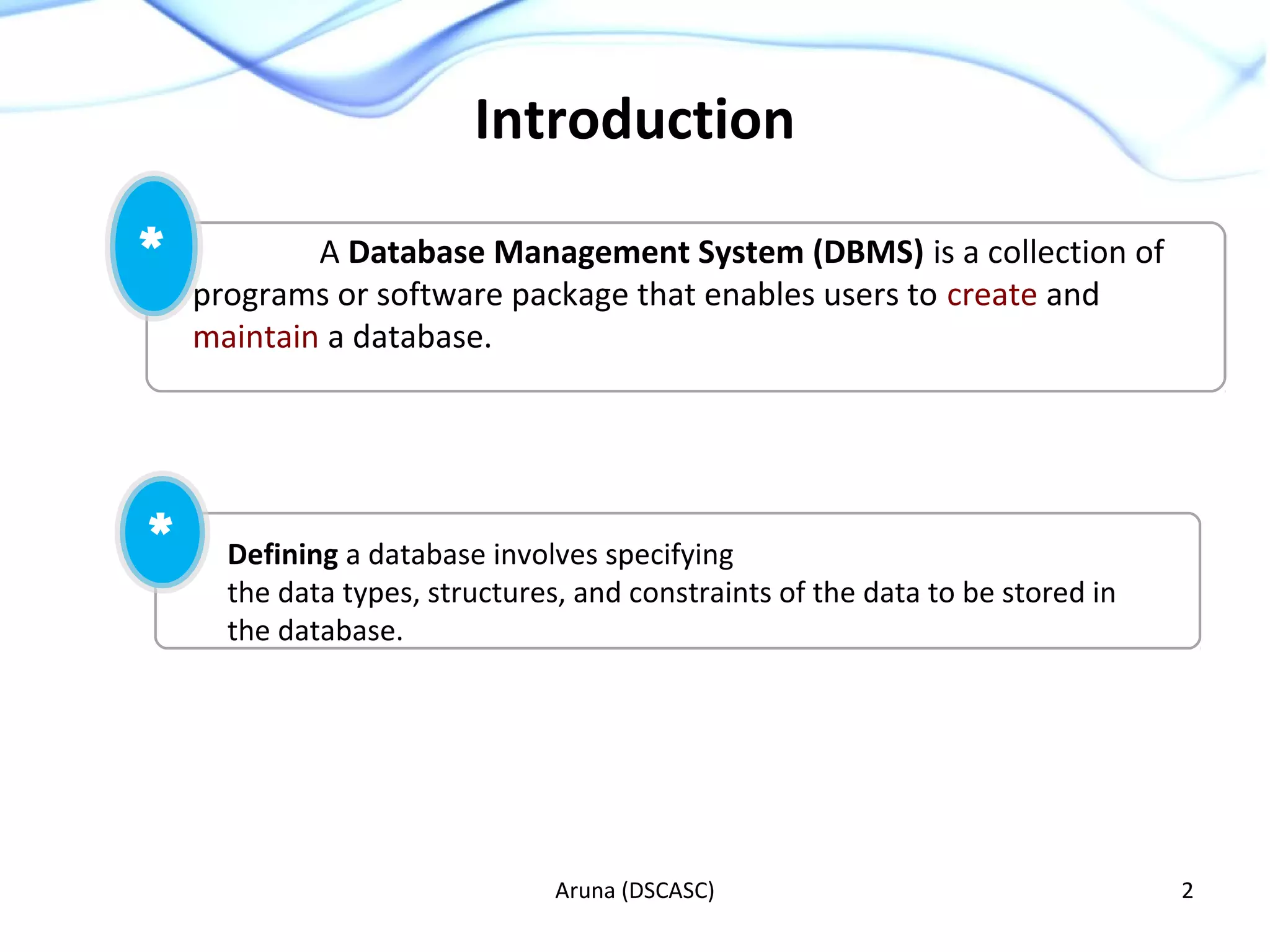 Dbms ii mca-ch1-ch2-intro-datamodel-2013 | PPT