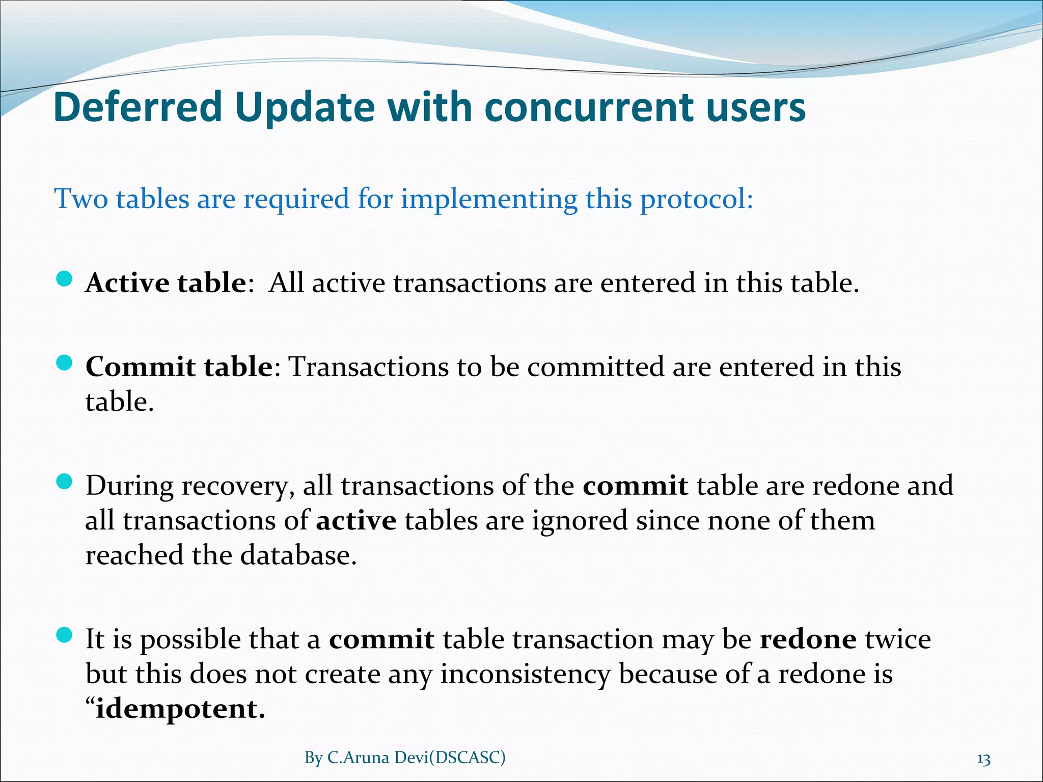Dbms ii mca-ch11-recovery-2013 | PPT | Databases | Computer Software and Applications