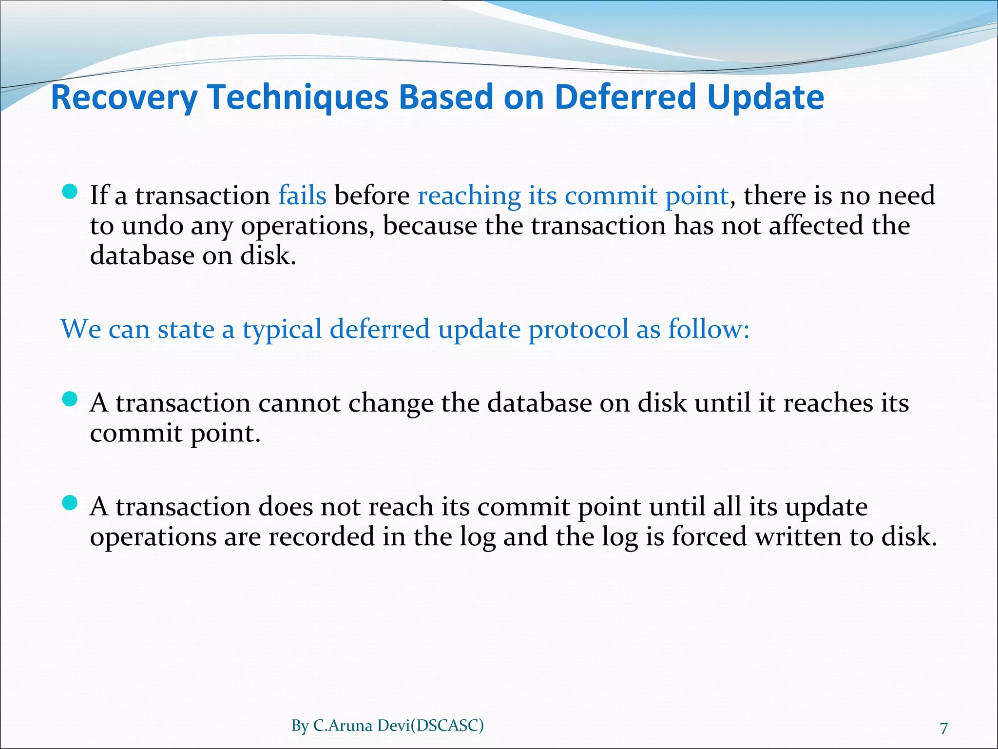 Dbms ii mca-ch11-recovery-2013 | PPT