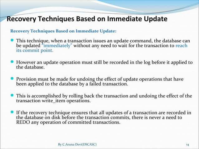 Dbms ii mca-ch11-recovery-2013 | PPT