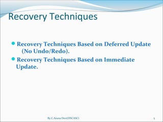 Dbms ii mca-ch11-recovery-2013 | PPT