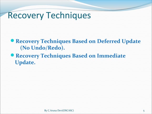 Dbms ii mca-ch11-recovery-2013 | PPT