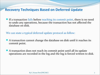 Dbms ii mca-ch11-recovery-2013 | PPT
