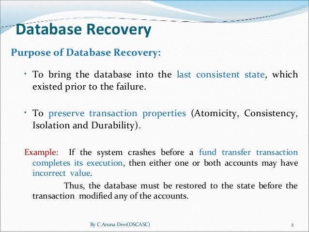 Dbms Ii Mca Ch11 Recovery 2013
