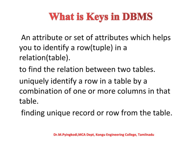 Dbms keys | PPT
