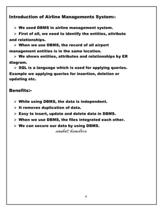 Air Line Management System | DBMS project | PDF