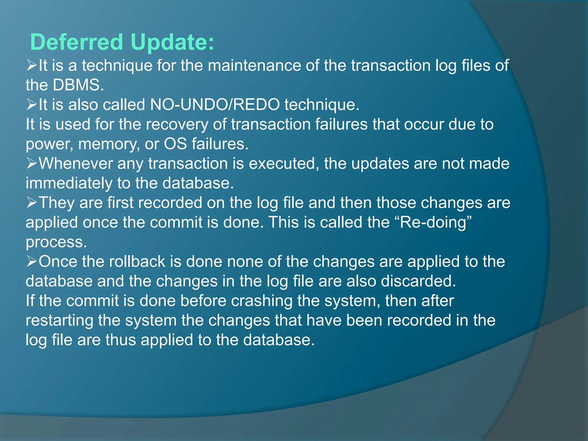 Dbms Recovery Techniques Dfggrjfchdfhwrshfxbvdgtytdfxpptx 