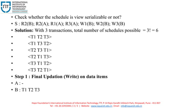 Transaction Serializability in DBMS | PPTX | Databases | Computer Software and Applications