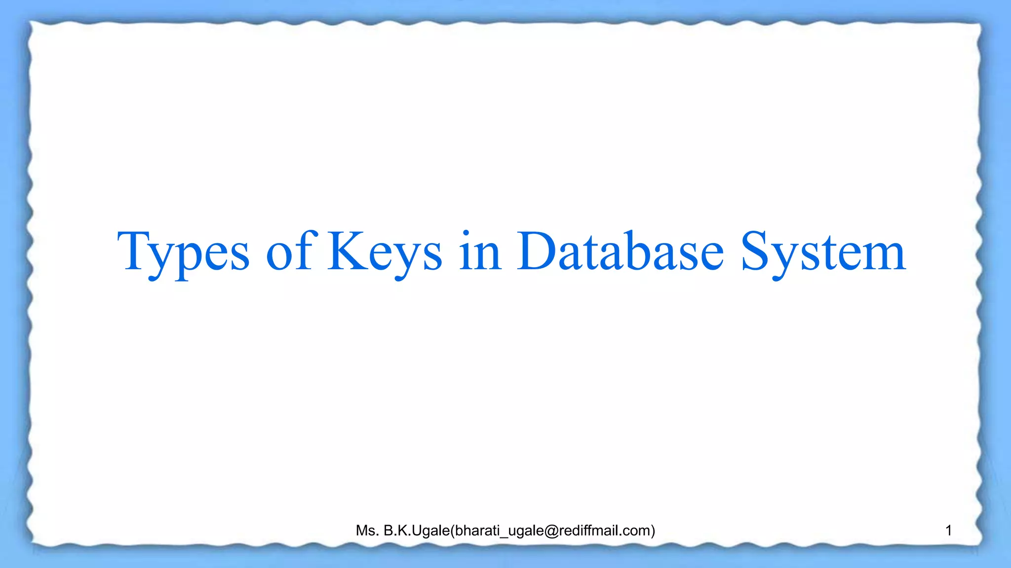 DBMS: Types of keys | PPT