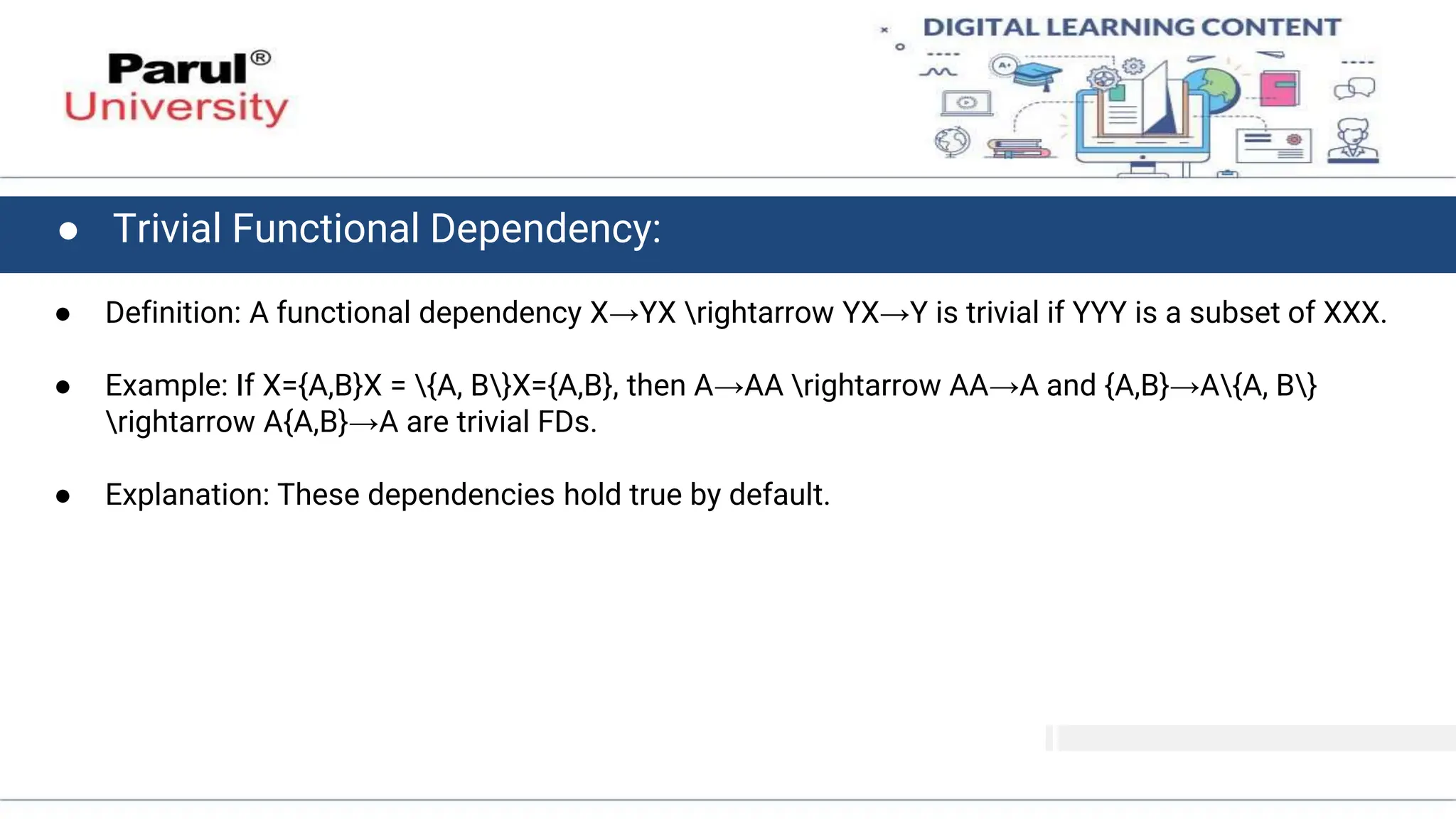 Relational Database Design Functional Dependency Definition Trivial