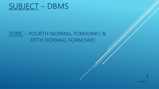 Dbms 4nf And 5nf