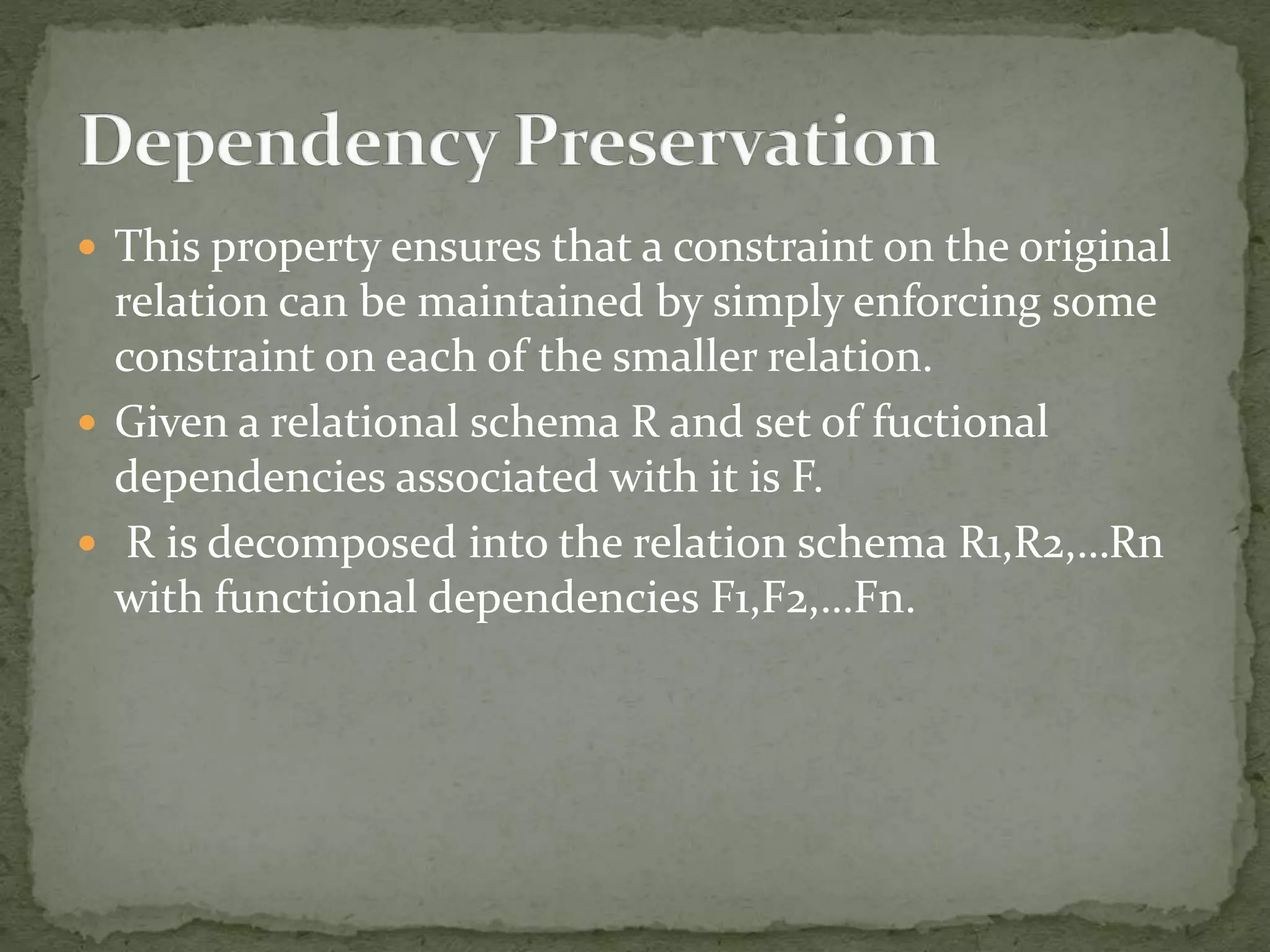 Decomposition Using Functional Dependency Pptx Databases Computer 