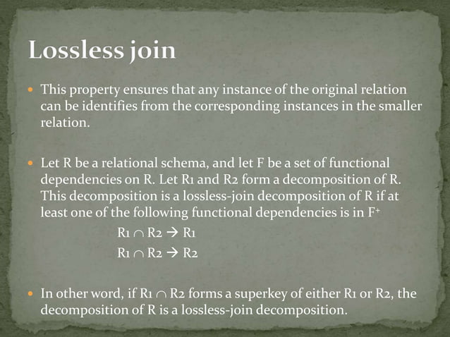 Decomposition Using Functional Dependency Pptx Databases Computer Software And Applications
