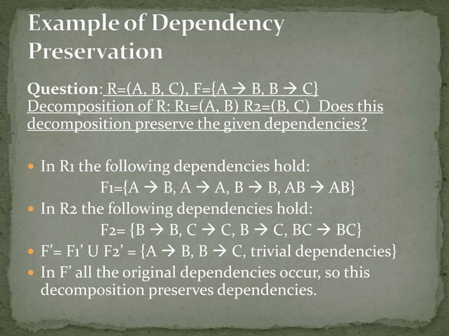 Decomposition Using Functional Dependency Ppt 0718