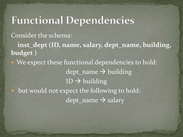 Decomposition Using Functional Dependency Pptx Databases Computer 3655