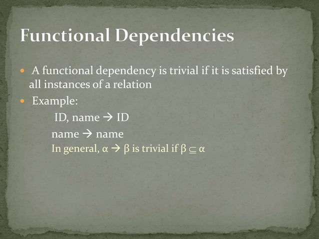 Decomposition Using Functional Dependency Pptx Databases Computer 4985