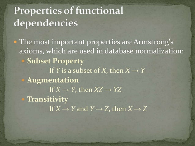 Decomposition Using Functional Dependency Pptx Databases Computer 3053