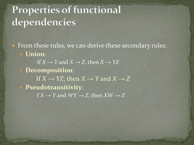 Decomposition Using Functional Dependency Pptx Databases Computer 8833