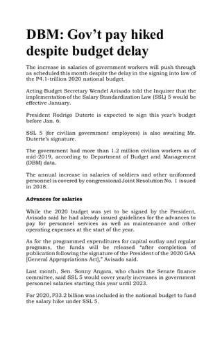 Dbm salary increase | DOC