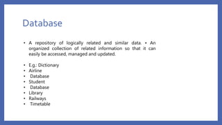 DBMS & RDBMS (PPT) | PPTX
