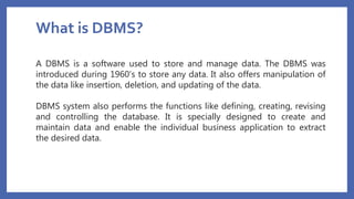 DBMS & RDBMS (PPT) | PPTX