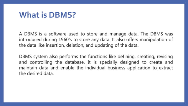 DBMS & RDBMS (PPT) | PPTX