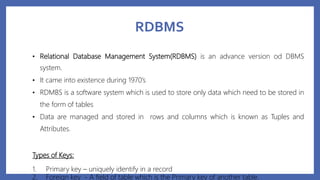 DBMS AND RDBMS by Hardik Bhandari and Krushang Thakor | PPTX