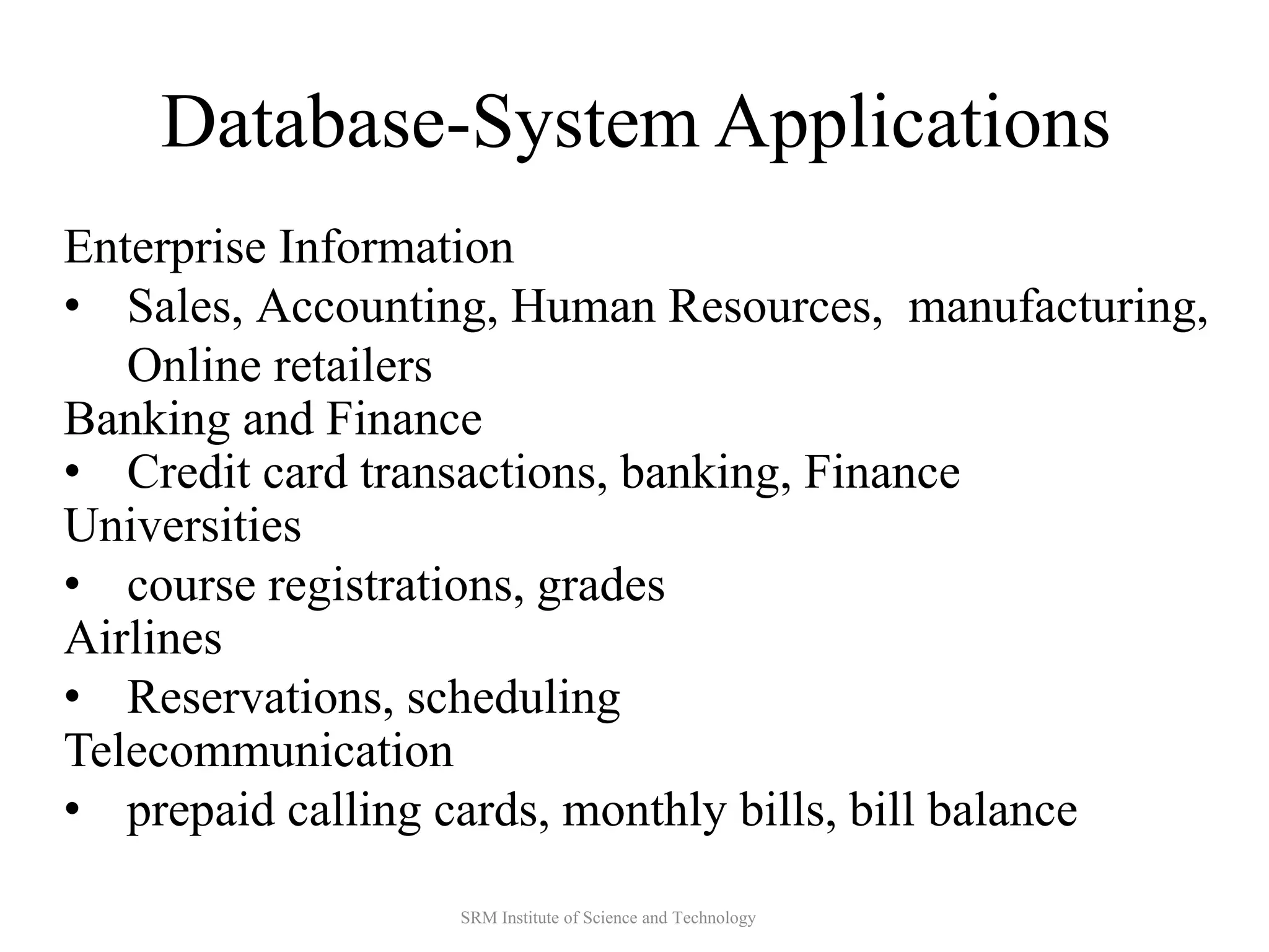 Database Management Systems Applications Ppt