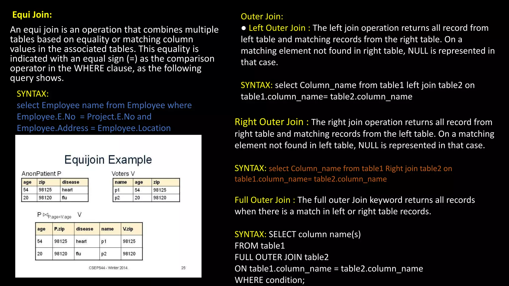 Join in SQL - Inner, Self, Outer Join | PPTX