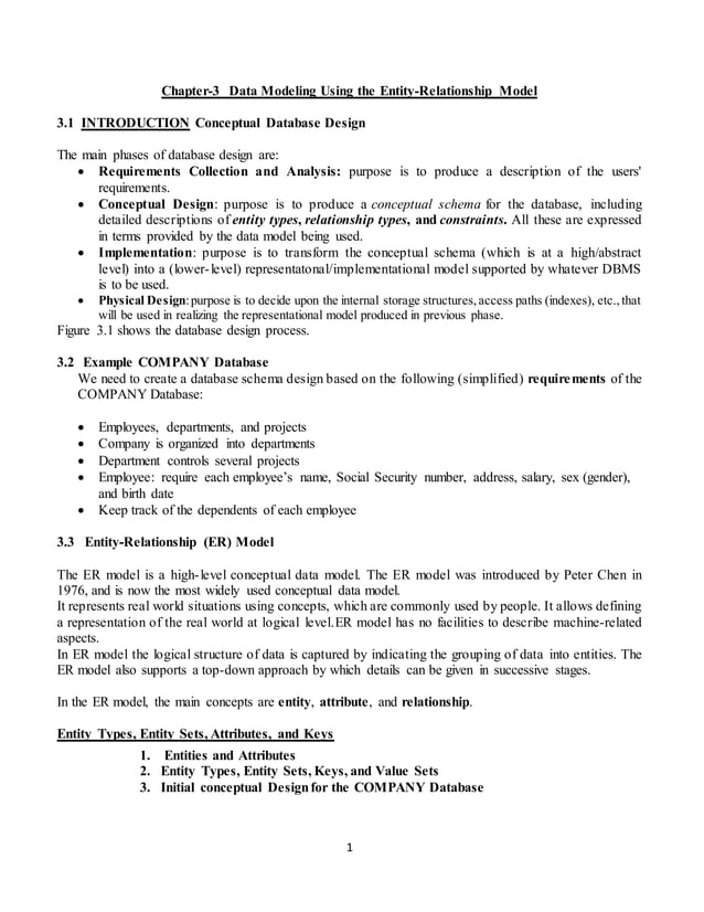 Chapter 3 Data Modeling Using The Entity Relationship Model Docx Databases Computer
