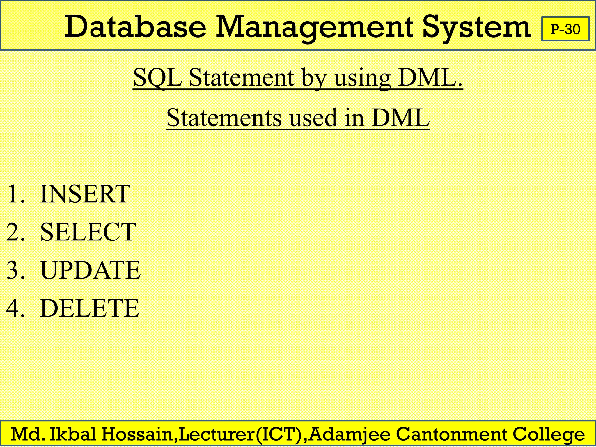 DBMS Class Presentation for English Version. | PPT