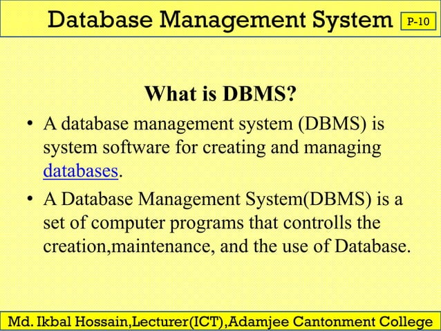 DBMS Class Presentation for English Version. | PPT