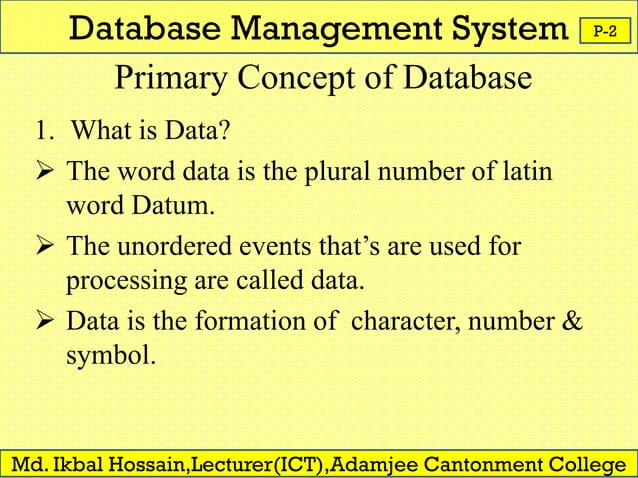 DBMS Class Presentation for English Version. | PPT