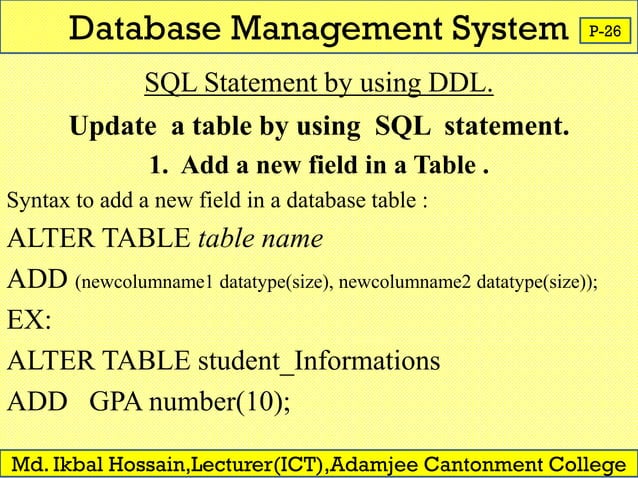 DBMS Class Presentation for English Version. | PPT