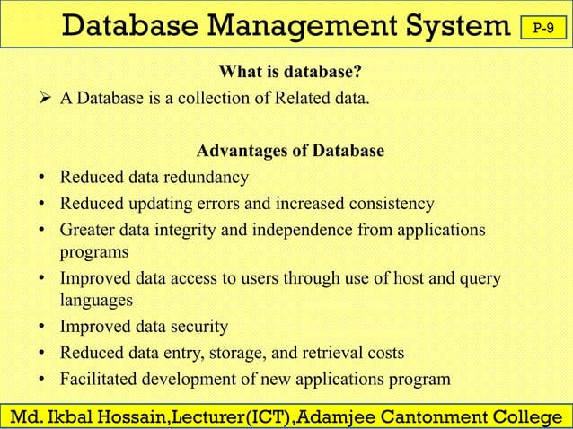 DBMS Class Presentation for English Version. | PPT