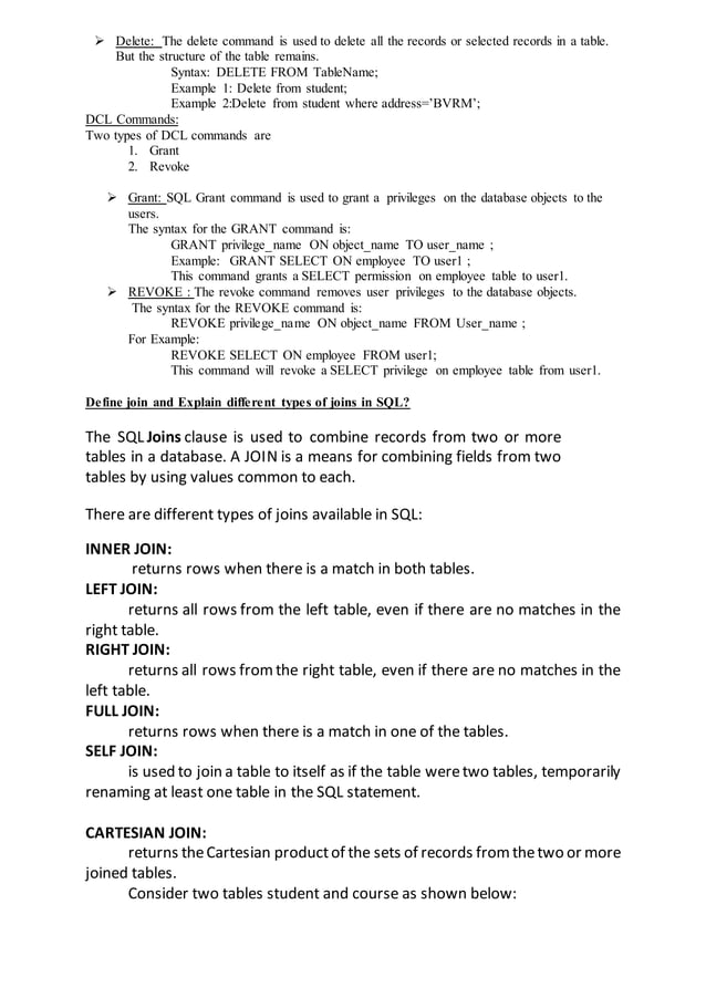 Dbms Important Questions And Answers Docx Databases Computer Software And Applications