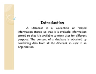 DBMS INTRODUCTION | PPT