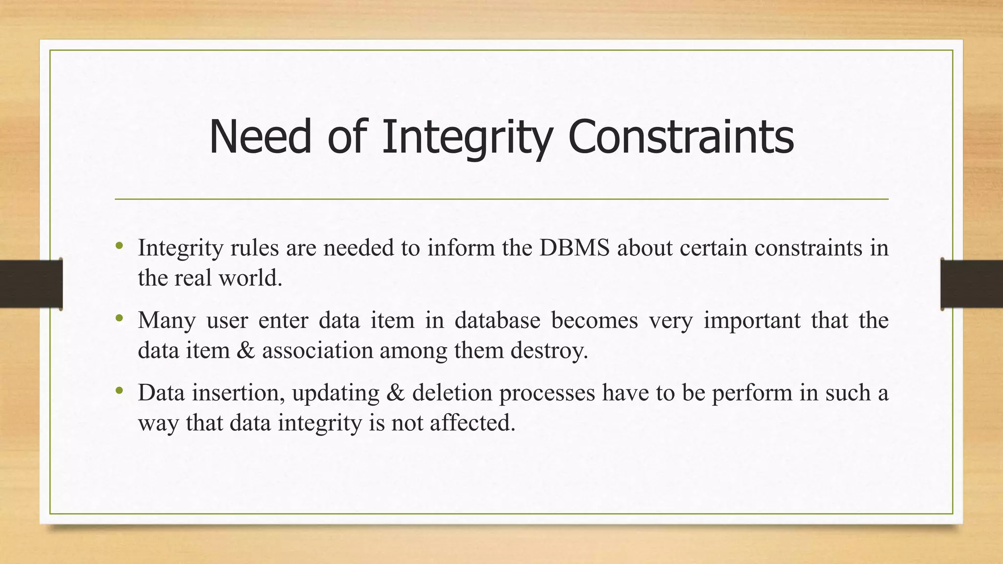 DBMS Integrity rule | PPT