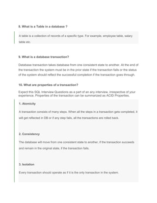 Dbms interview questions | PDF