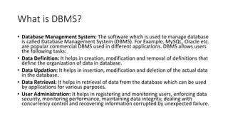 DBMS Introduction.pptx DATA BASE MANAGEMENT SYSTEMS | PPTX