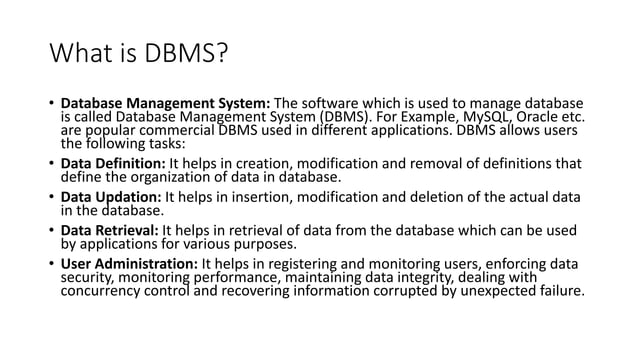 DBMS Introduction.pptx DATA BASE MANAGEMENT SYSTEMS | PPTX