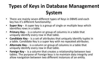 Dbms keysppt | PPT