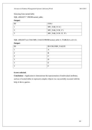 Advanced Database Management System Laboratory | PDF