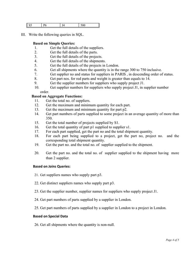 Practical Lab Assignment Based On Database Management System Bca Ii Semester Doc Databases